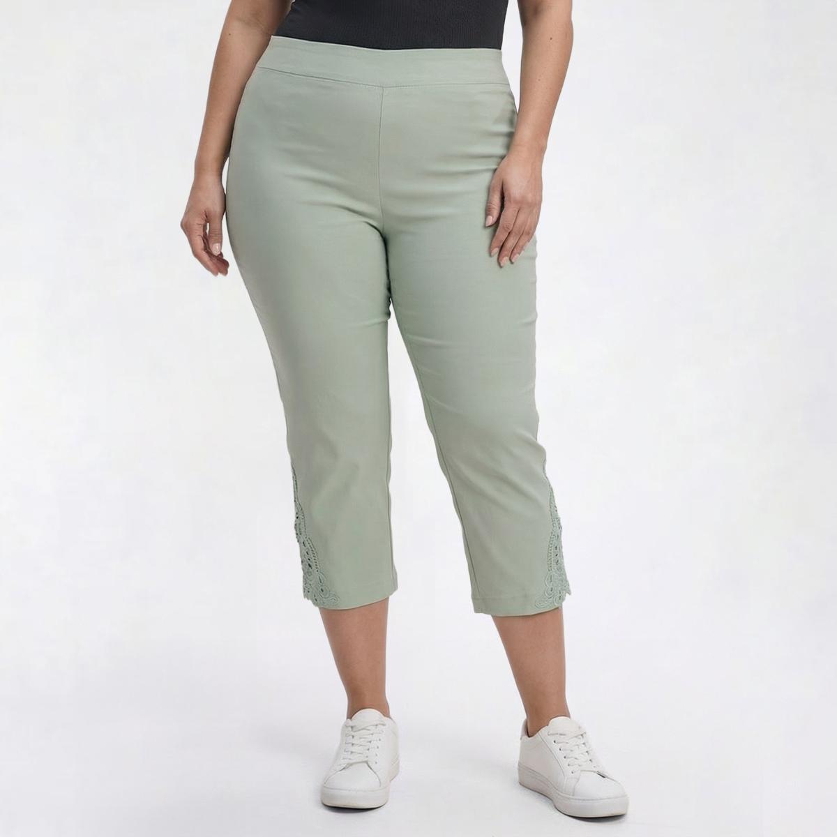 Click here for Plus Size Briggs Crochet Hem Luxe Millennium Capri... prices